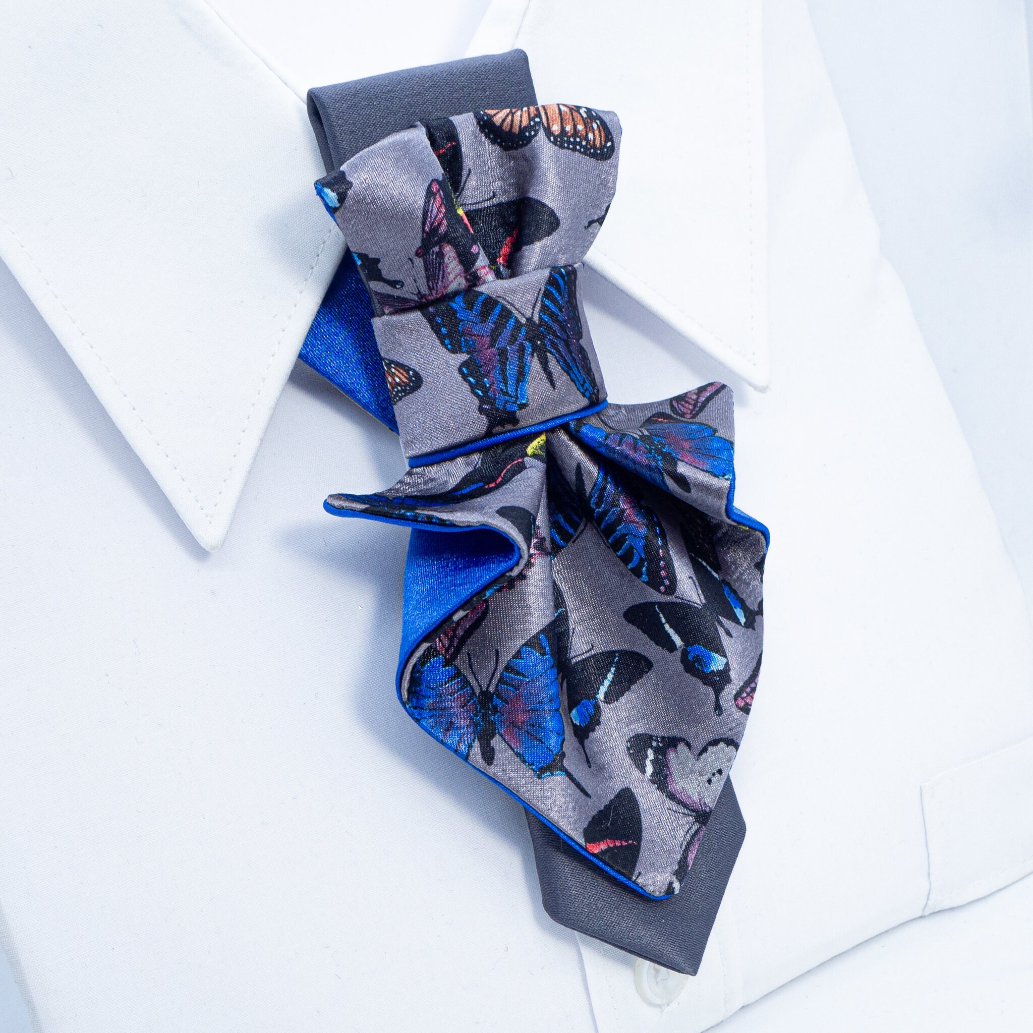 Blue Butterfly Jabot Clip-on Tie: Versatile Women's Neck Accessory - Etsy