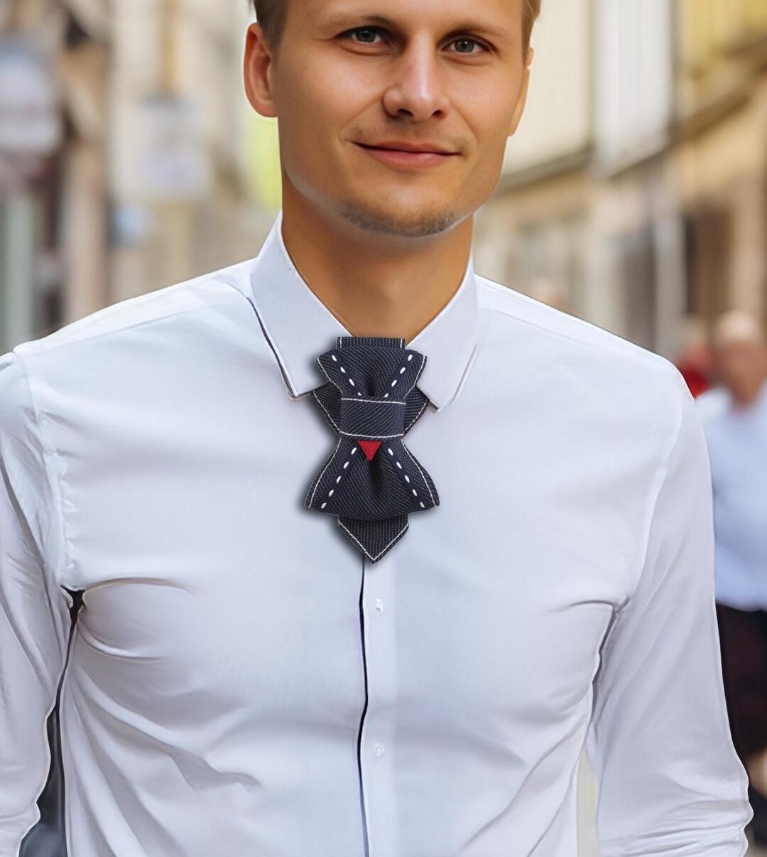 Luxury Handmade Tie – Sculptural Wedding Cravat for Men & Women, Navy ...