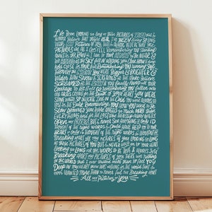 Picture of You - the Cure Poster | Song Lyrics Hand Lettering Wall Art ...