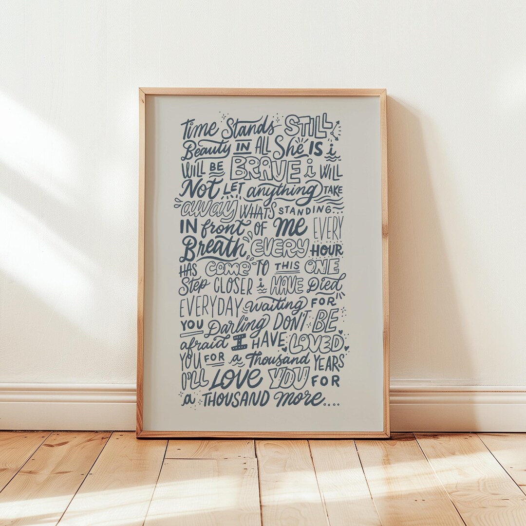 A Thousand Years - Christina Perri, Song Lyrics Wall Art | Birthday ...
