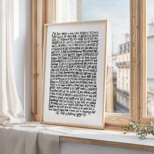Picture of You - the Cure Poster | Song Lyrics Hand Lettering Wall Art ...