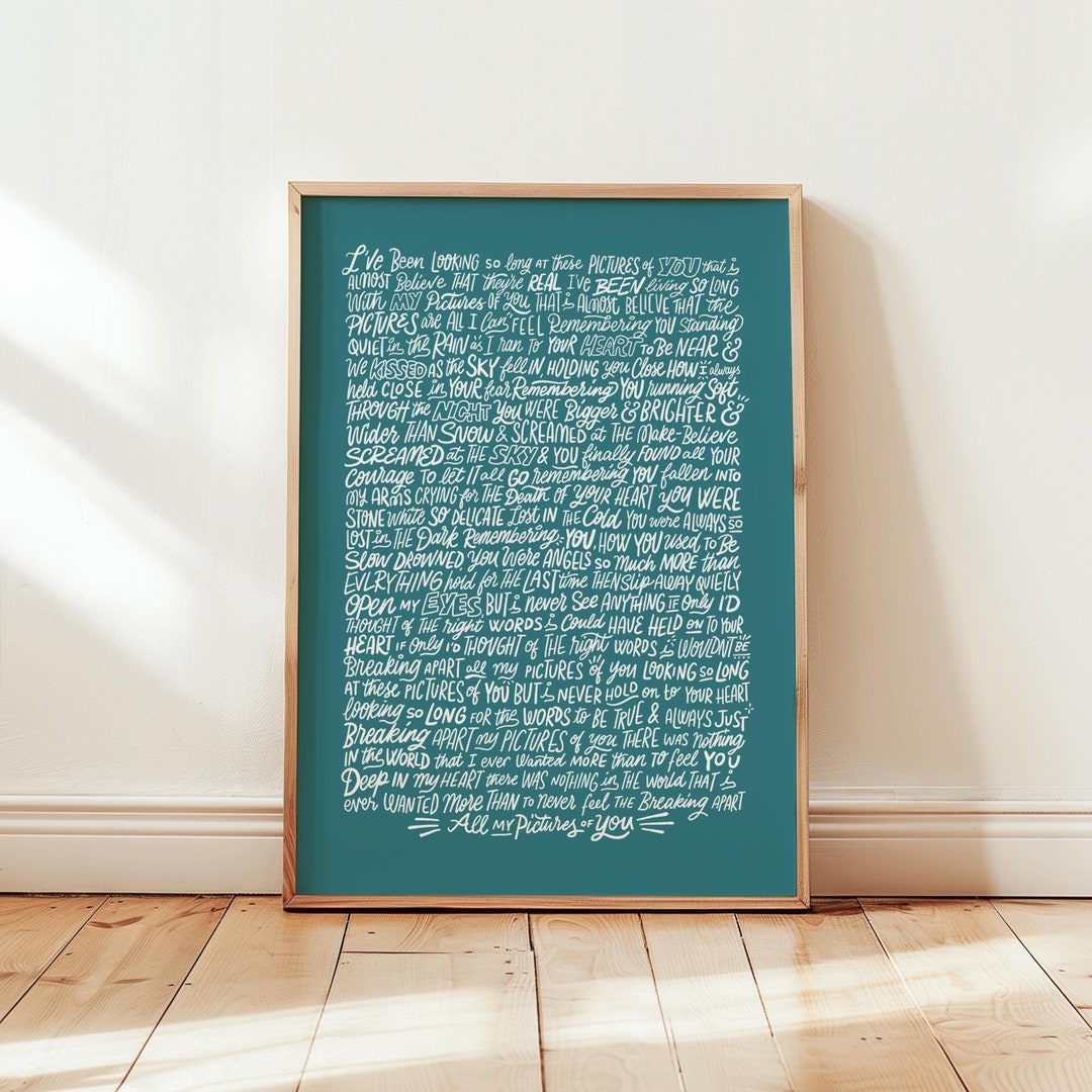 Picture of You - the Cure Poster | Song Lyrics Hand Lettering Wall Art ...