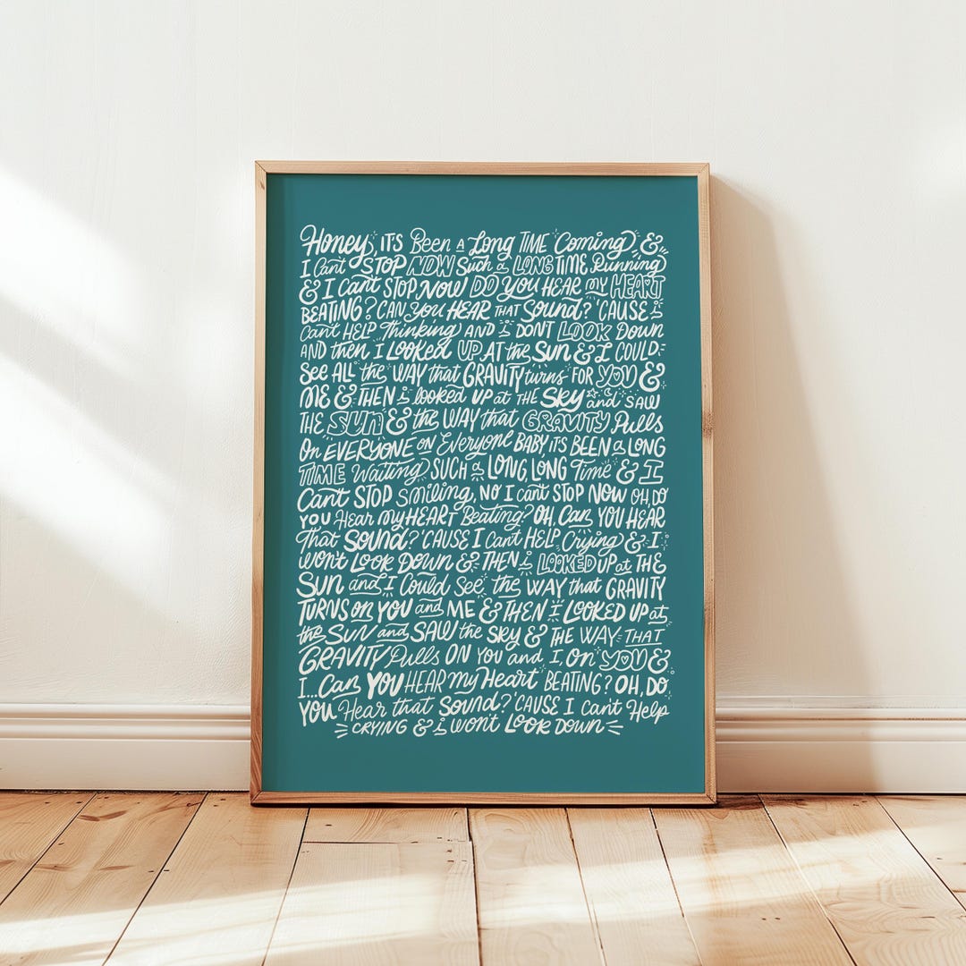 Gravity Embrace, Song Lyrics Wall Art Birthday Gift Gift for Friends ...