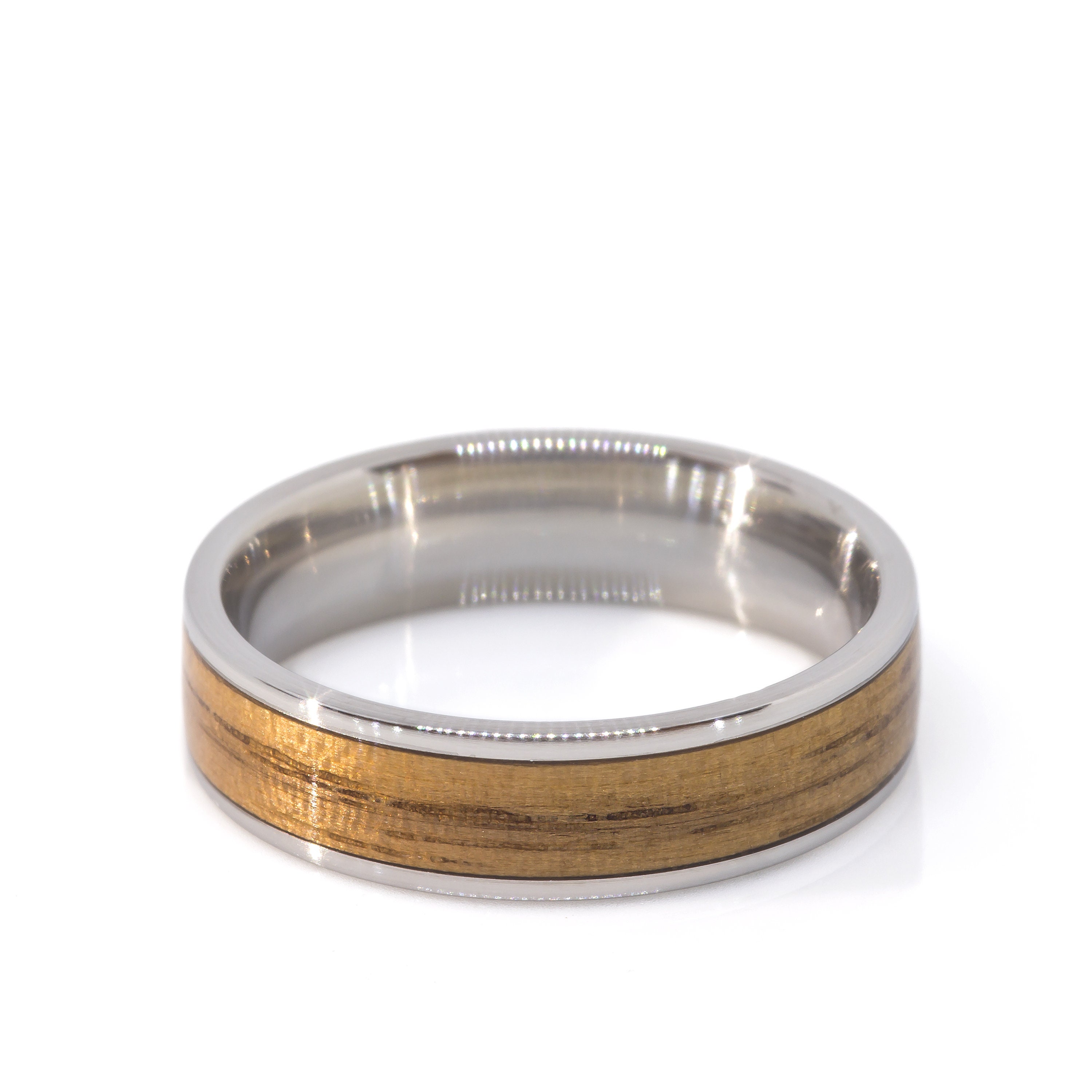 Teak Wood Inlay on Stainless Steel Ring 6mm Wooden Ring - Etsy