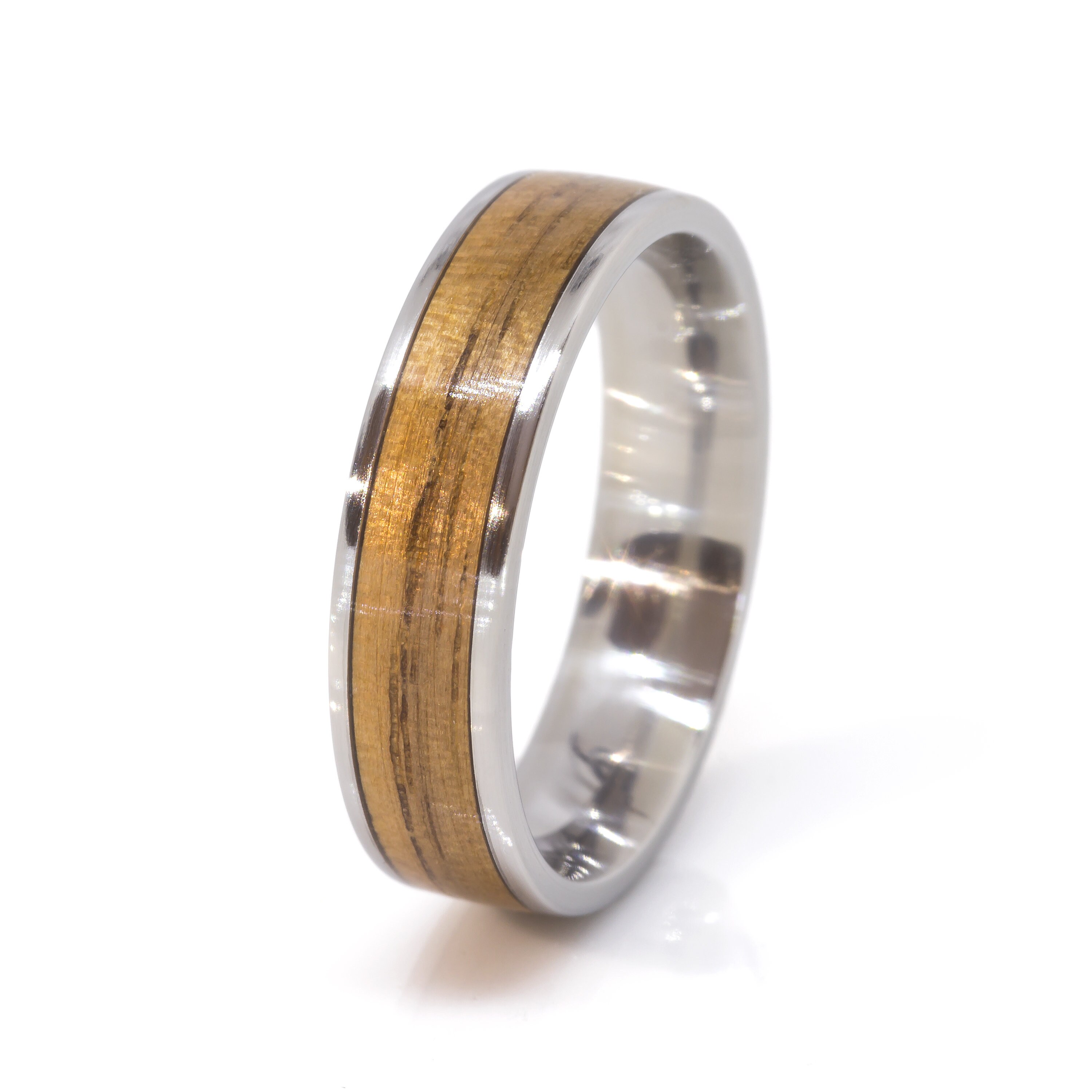 Teak Wood Inlay on Stainless Steel Ring 6mm Wooden Ring - Etsy