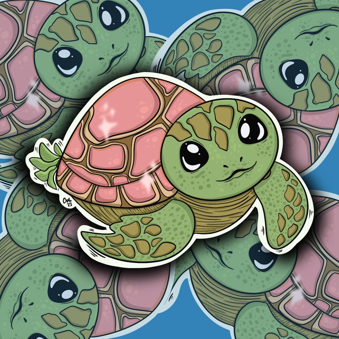 Tiffy Turtle Diecut Sticker | Strawberrymooncreatives - Etsy