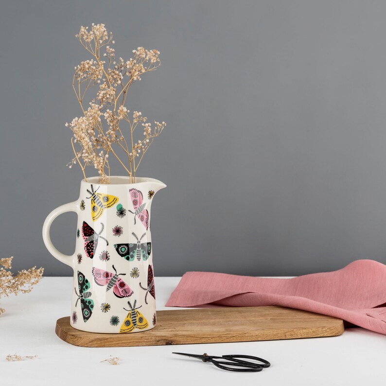 Handmade Ceramic Moth Tall Jug or Pitcher Designed in the UK - Etsy
