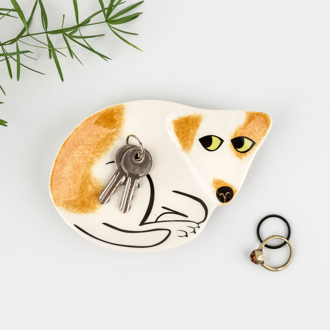 Handmade Ceramic Brown and White Dog Trinket Dish Designed in - Etsy UK