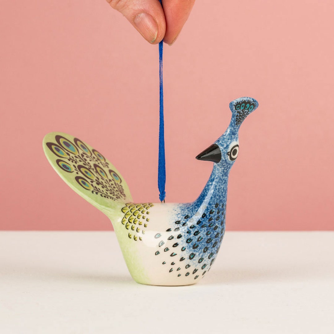 Handmade Ceramic Peacock Decoration, Designed in the UK by Hannah ...