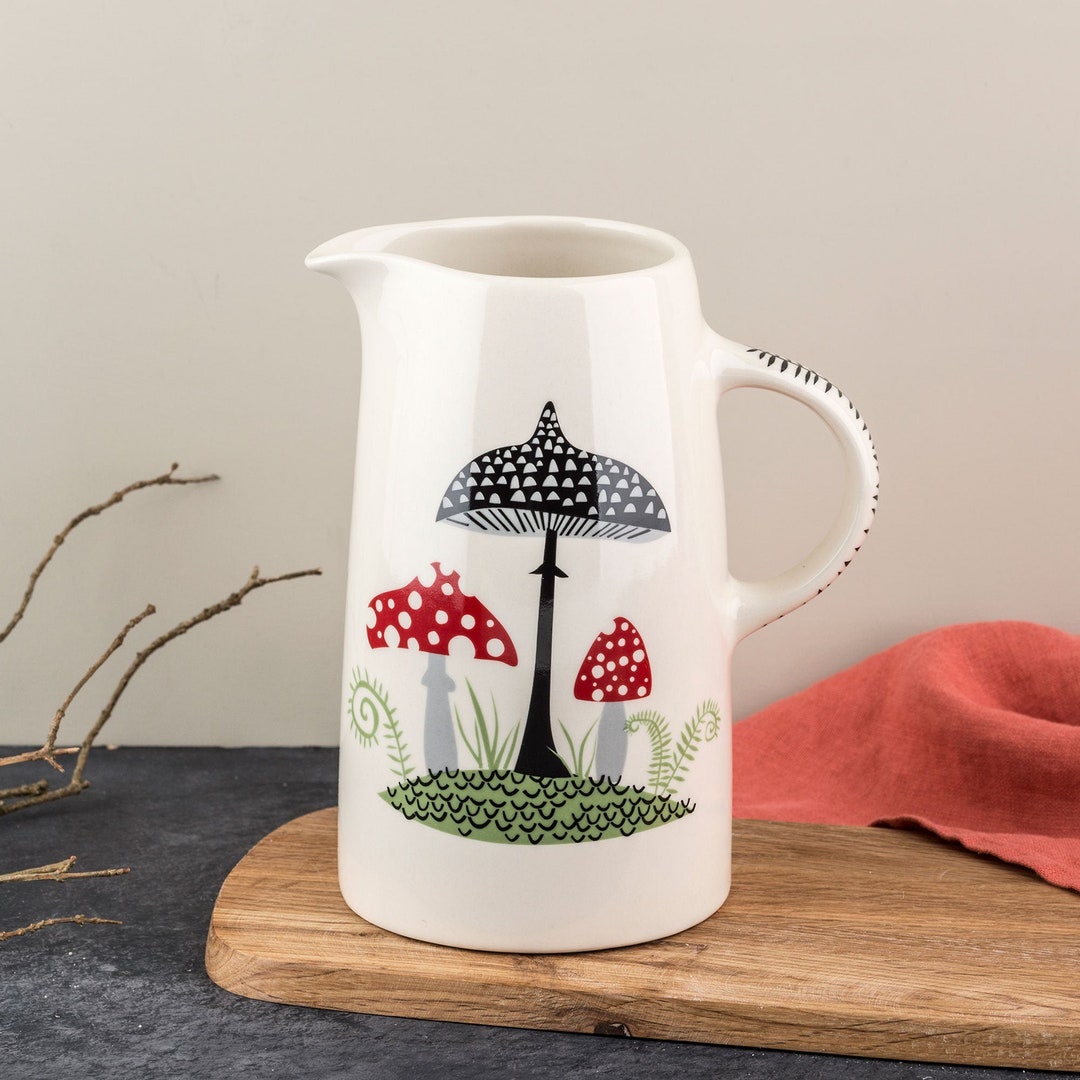 Handmade Ceramic Toadstool Tall Jug, Pitcher, Designed in UK by Hannah ...