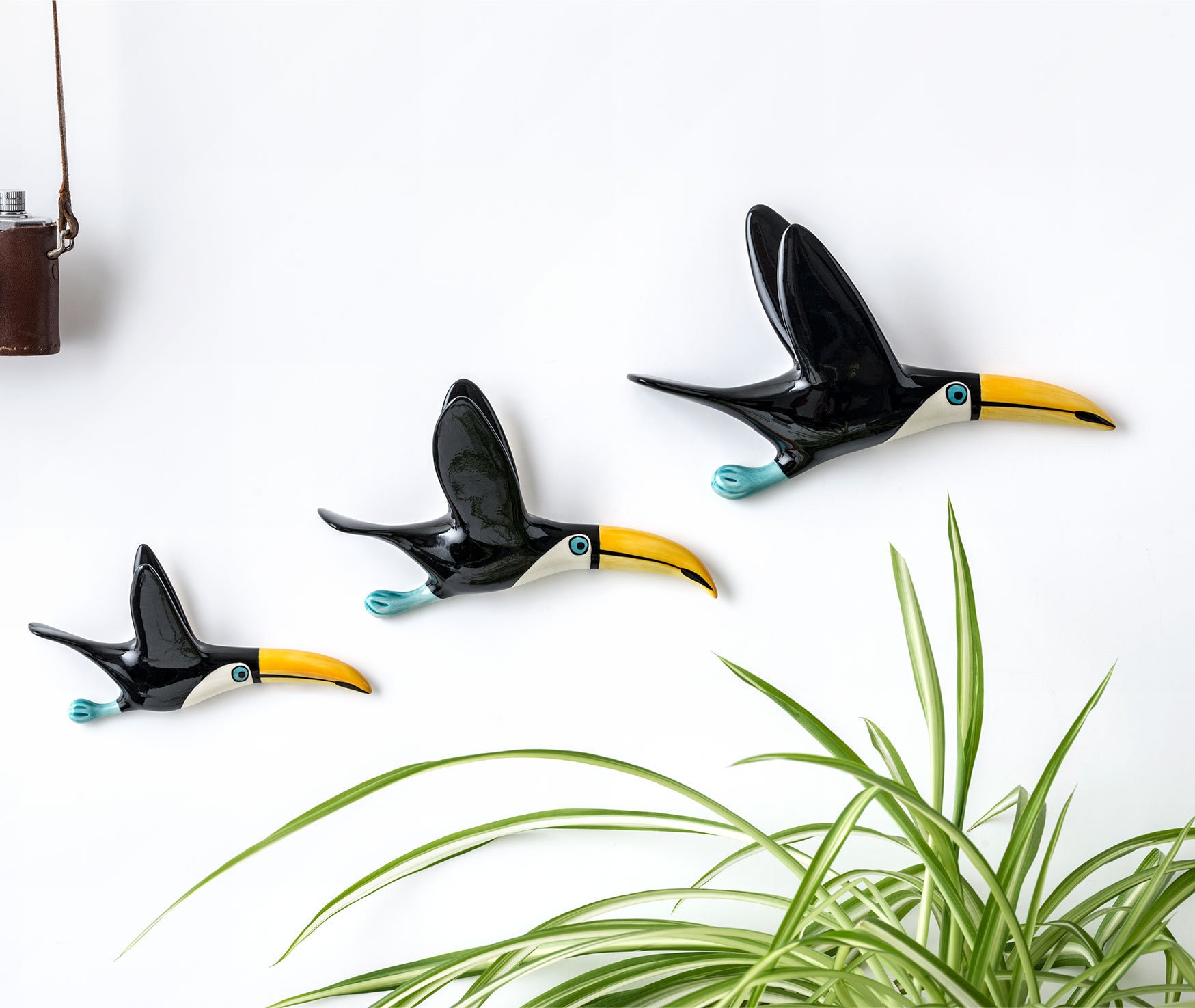 Handmade Ceramic Flying Toucan Set of 3 Retro Toucan Wall - Etsy