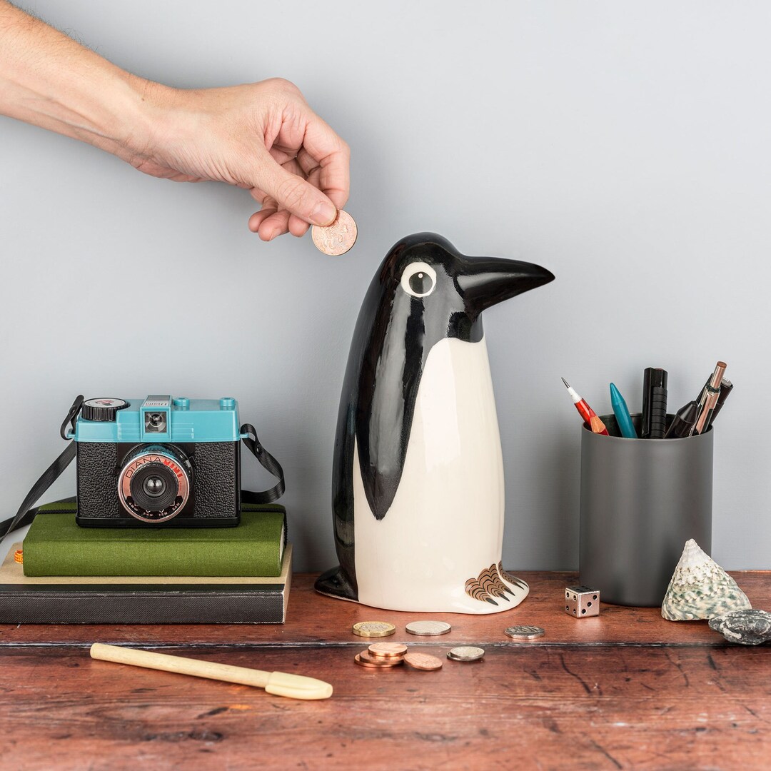 Handmade Ceramic Penguin Money Box, Designed in the UK by Hannah Turner ...