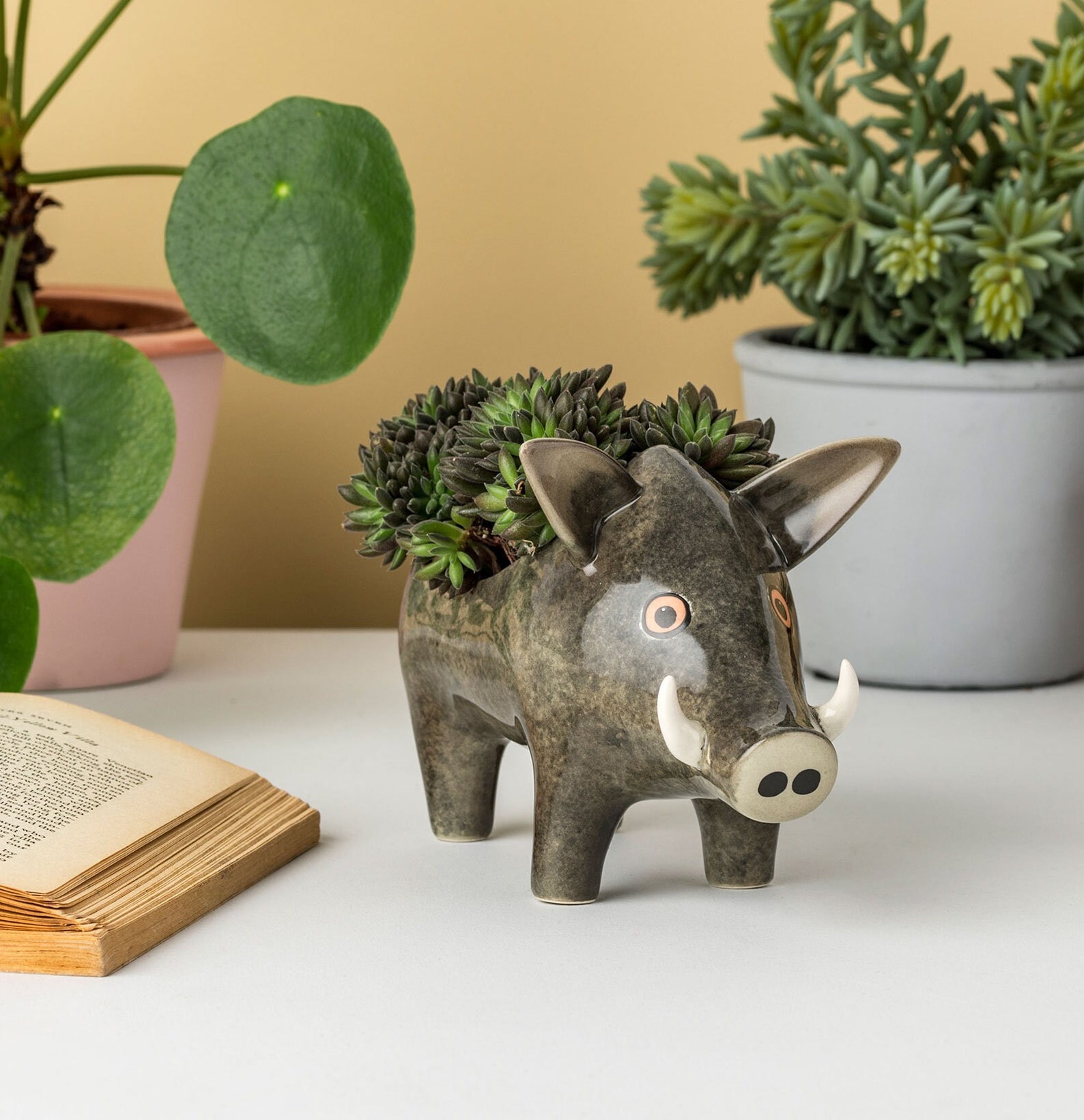 Handmade Ceramic Wild Boar Planter, Designed in the UK by Hannah Turner ...
