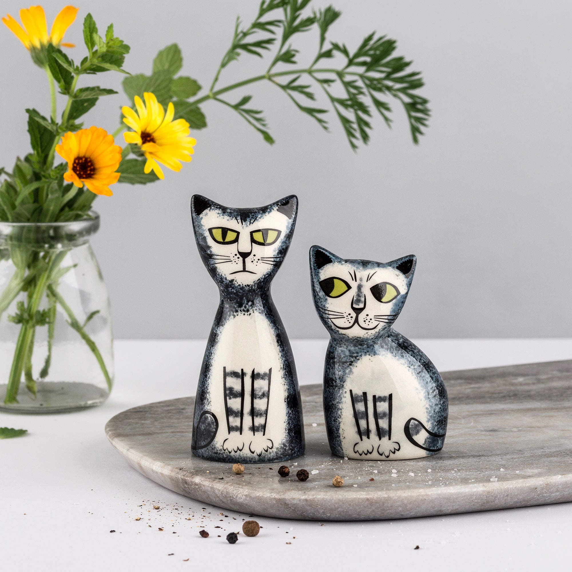 Handmade Cat Salt and Pepper Shakers Designed in UK by Hannah | Etsy