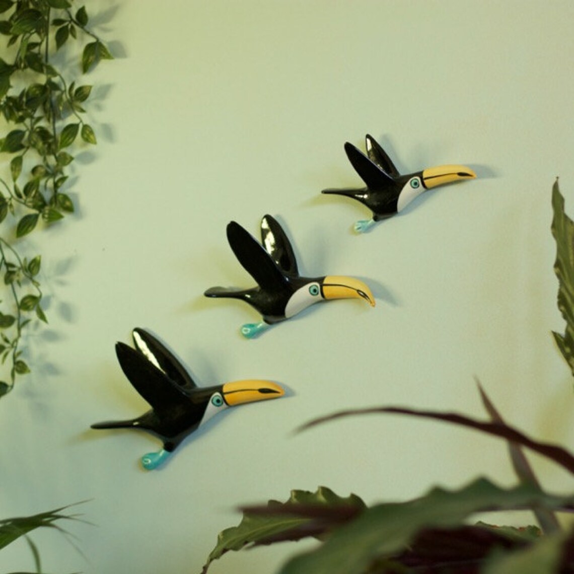 Handmade Ceramic Flying Toucan Set of 3 Retro Toucan Wall | Etsy