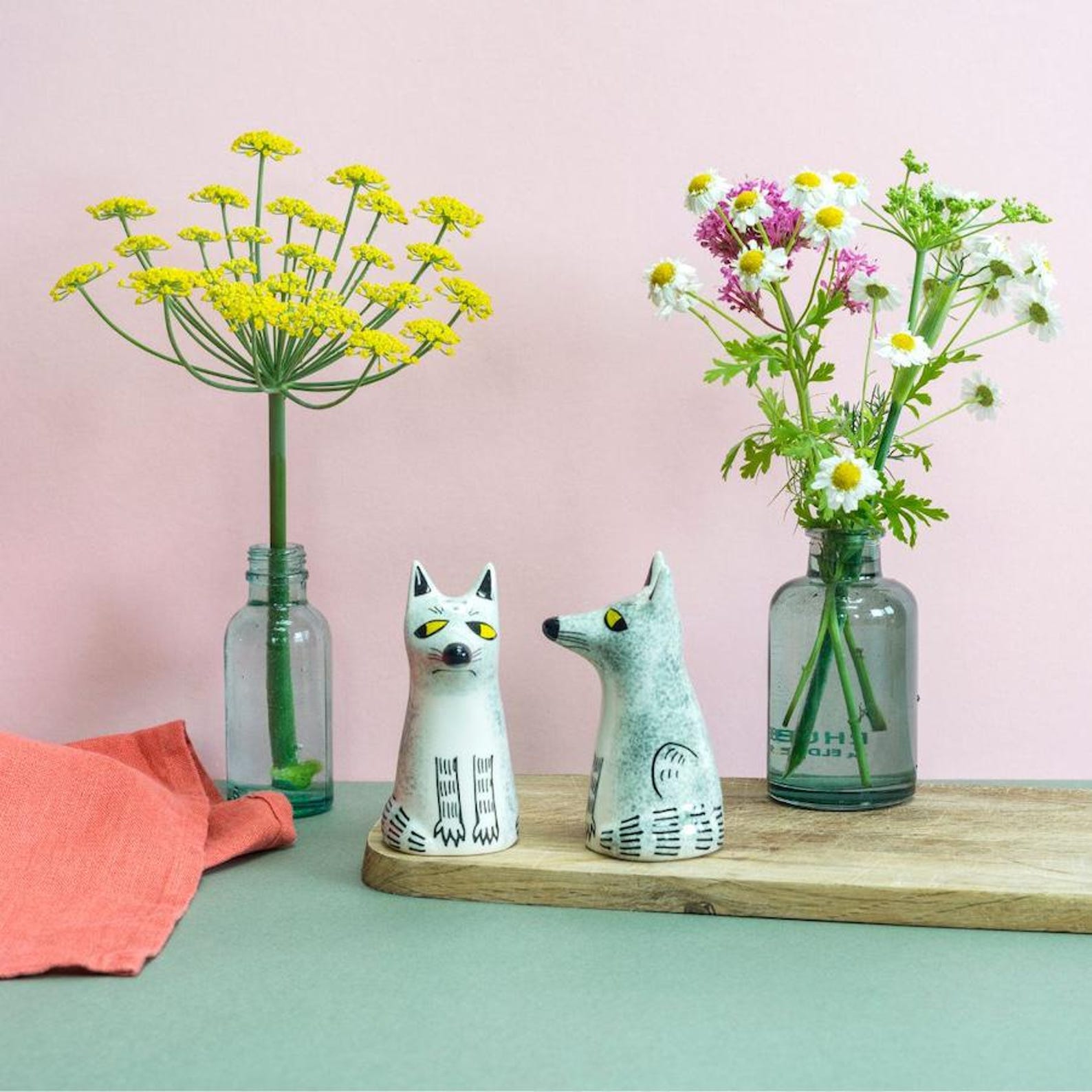 Handmade Ceramic Wolf Salt and Pepper Shakers by Hannah Turner, Animal ...