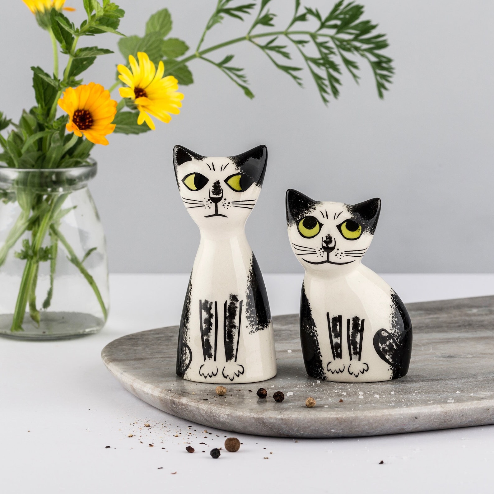 Handmade Cat Salt and Pepper Shakers Designed in UK by Hannah | Etsy