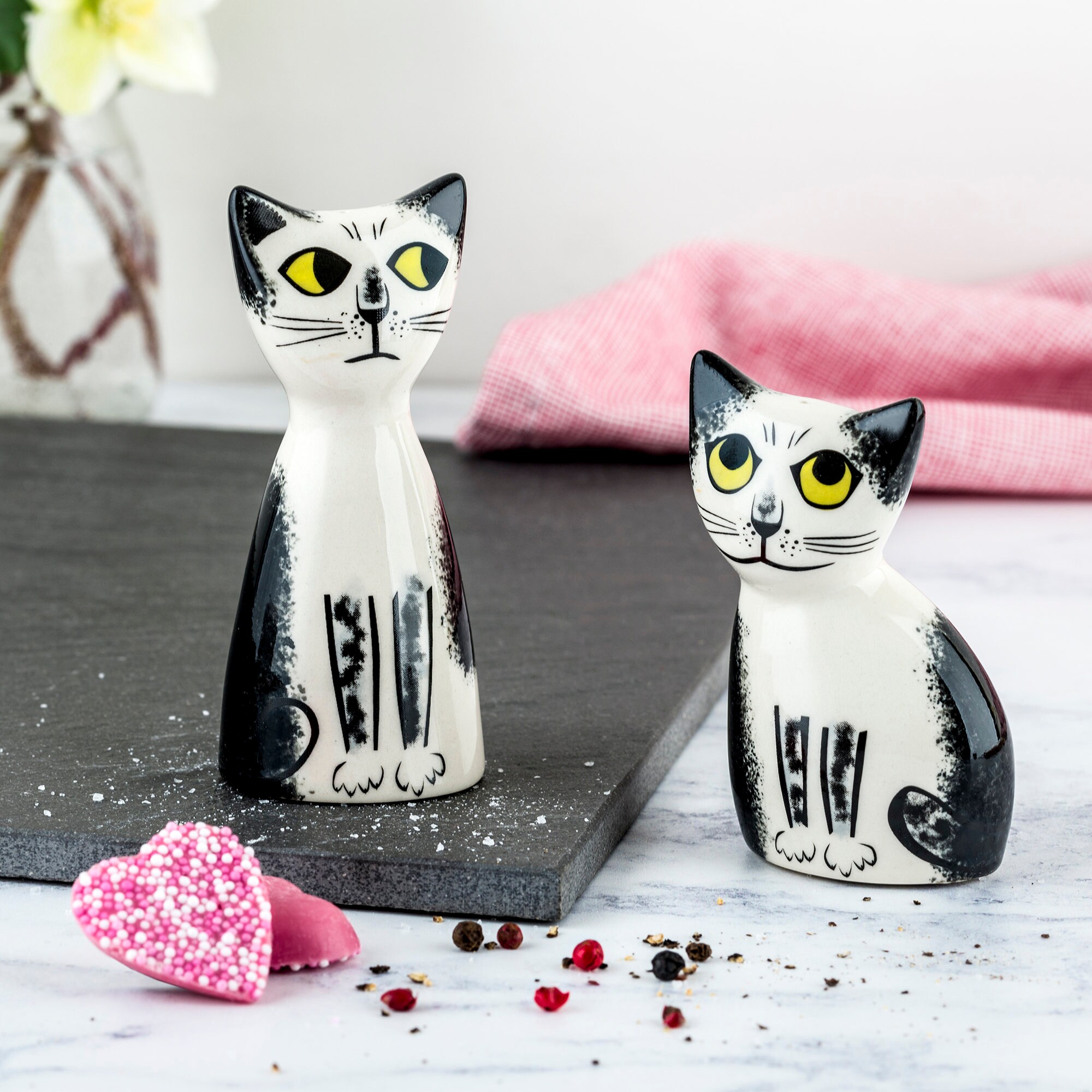 Handmade Cat Salt and Pepper Shakers Designed in UK by Hannah | Etsy