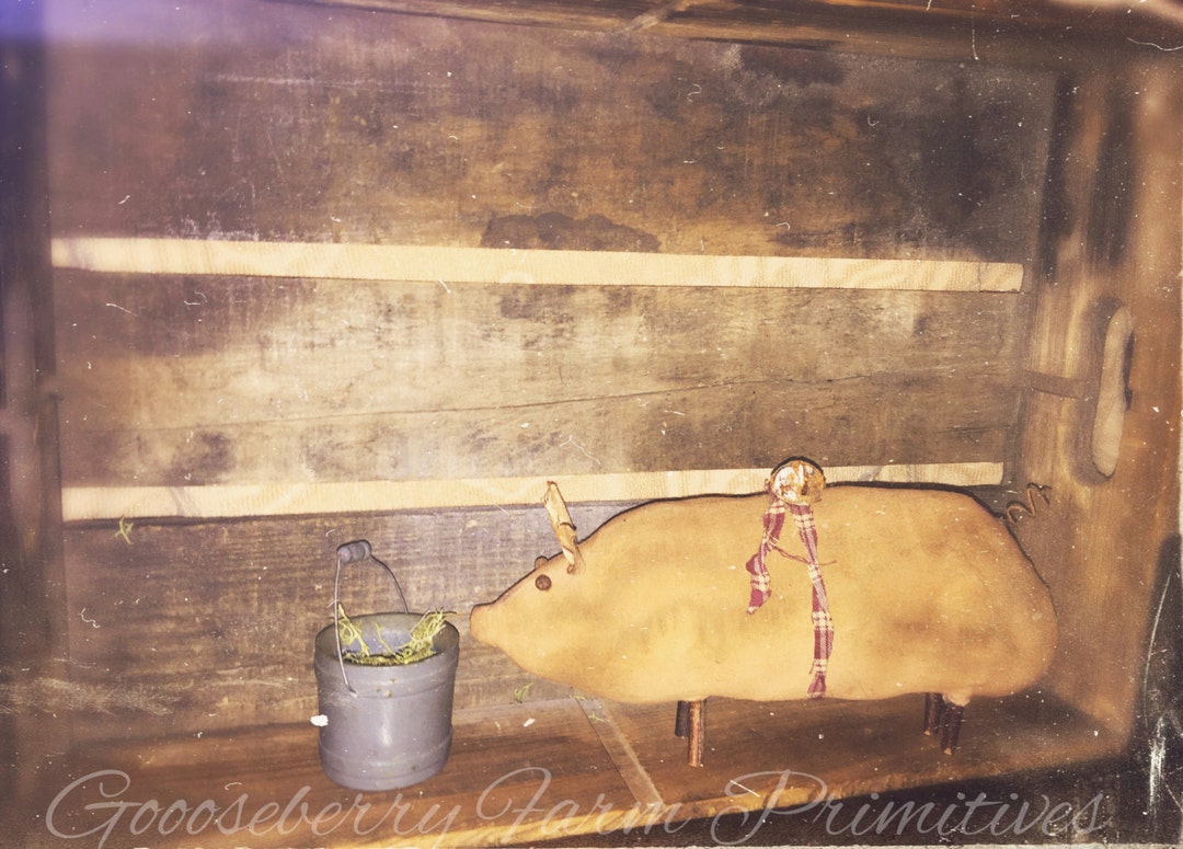 Primitive Piggy Goes to the Market Shelf Sitter - Etsy