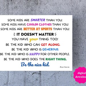 Be the Nice Kid Digital Download, Classroom Wall Art, Teacher Posters ...