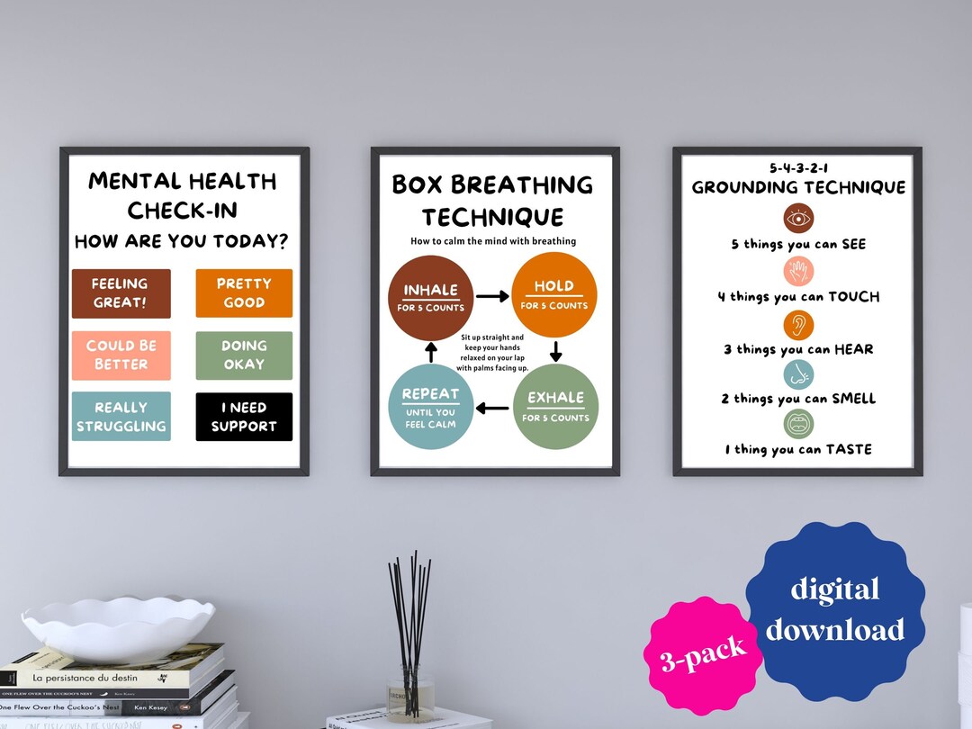 Mental Health Bundle, Breathing Grounding Classroom Decor Classroom ...