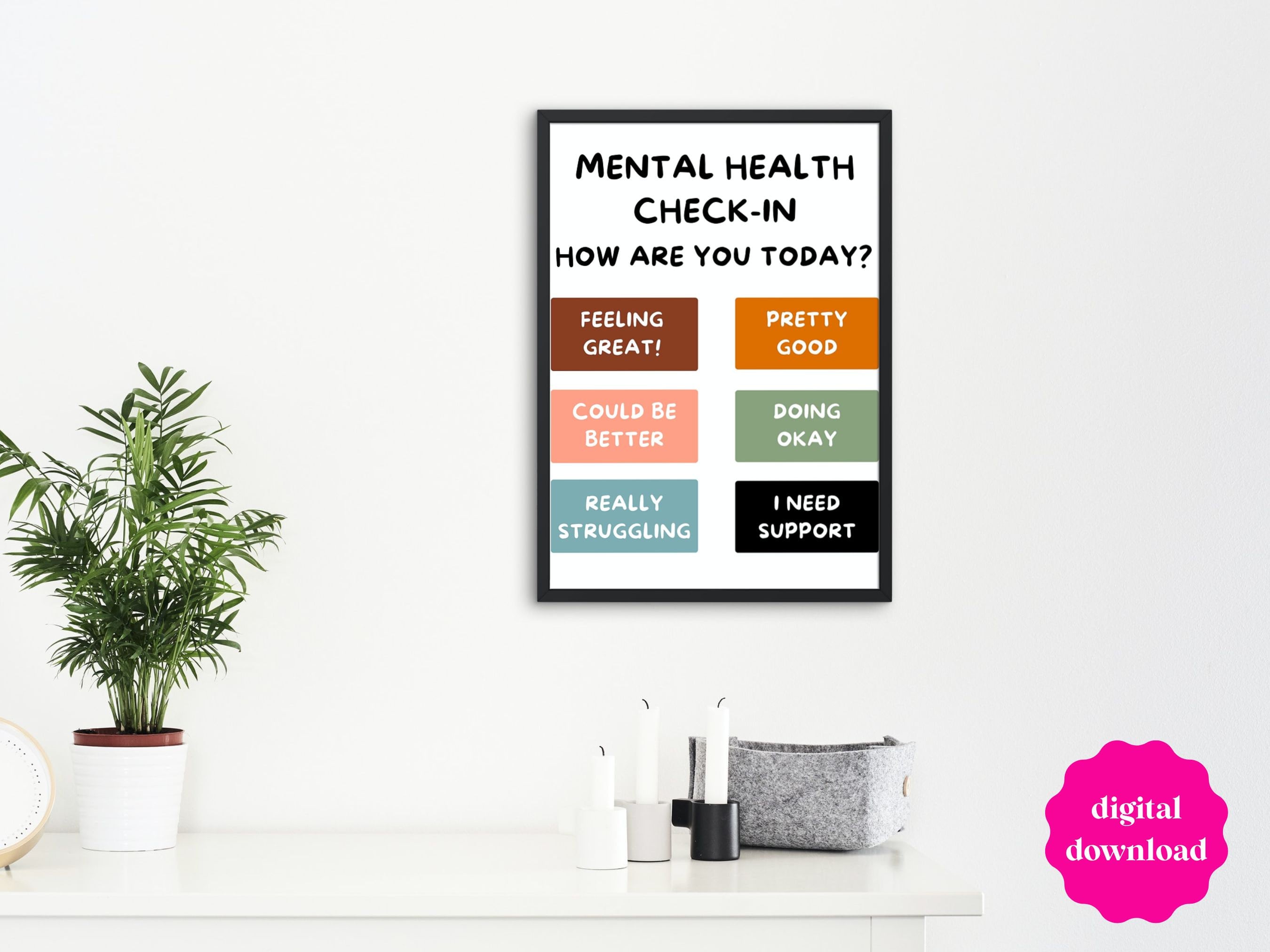Mental Health Check in Classroom Decor, Classroom Poster, Digital Print ...
