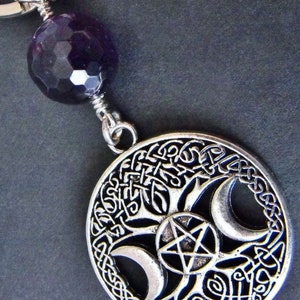 Triple Moon Pentagram Dark Amethyst Keyring - Etsy