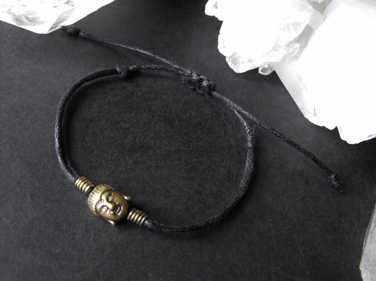 Black Cord Buddha Head Bracelet - Etsy