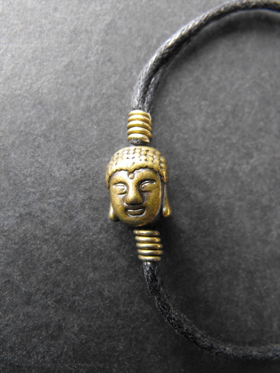 Black Cord Buddha Head Bracelet - Etsy