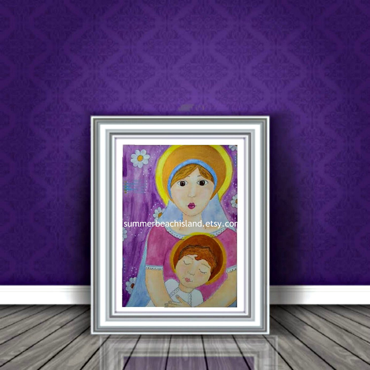 Maria and Child Art Print, Printable Illustration Maria and Child ...