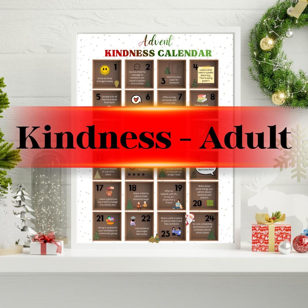 Printable Advent Calendar (kindness) - Instant PDF Digital Download - Etsy