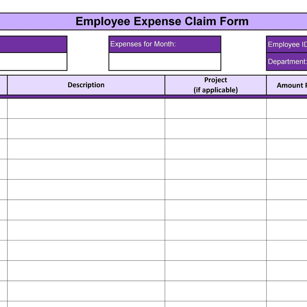 PDF Employee Expense Claim Form Download - Etsy