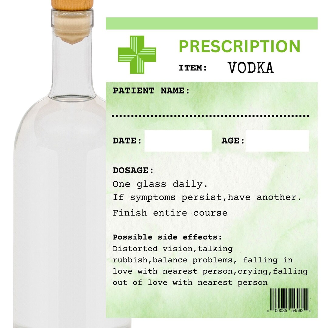 Prescription Label - Vodka Download - Etsy