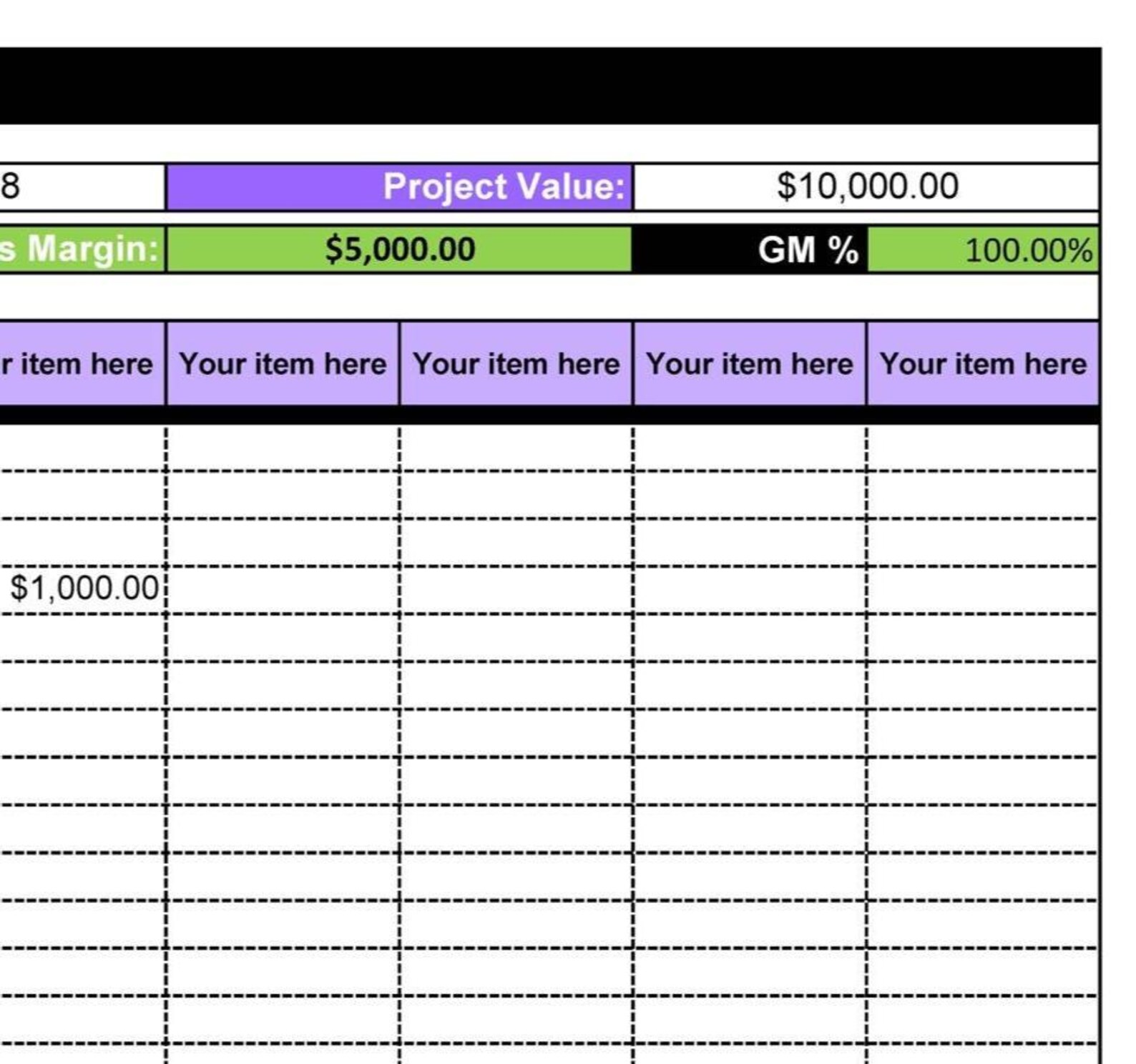 Project Costing Template US - EXCEL File Instant Digital Download - Etsy