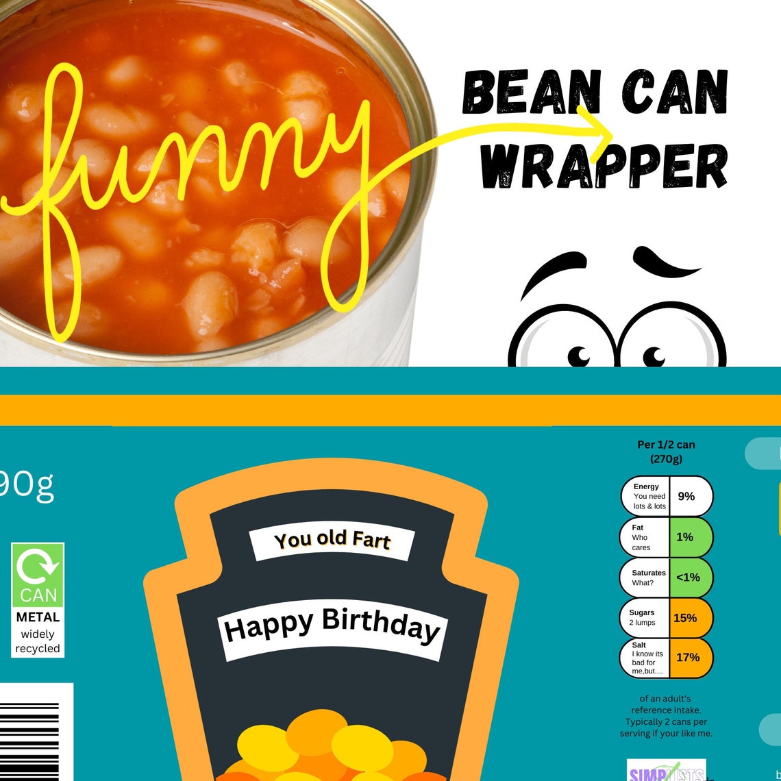 Baked Beans Can Label PDF Download - Etsy