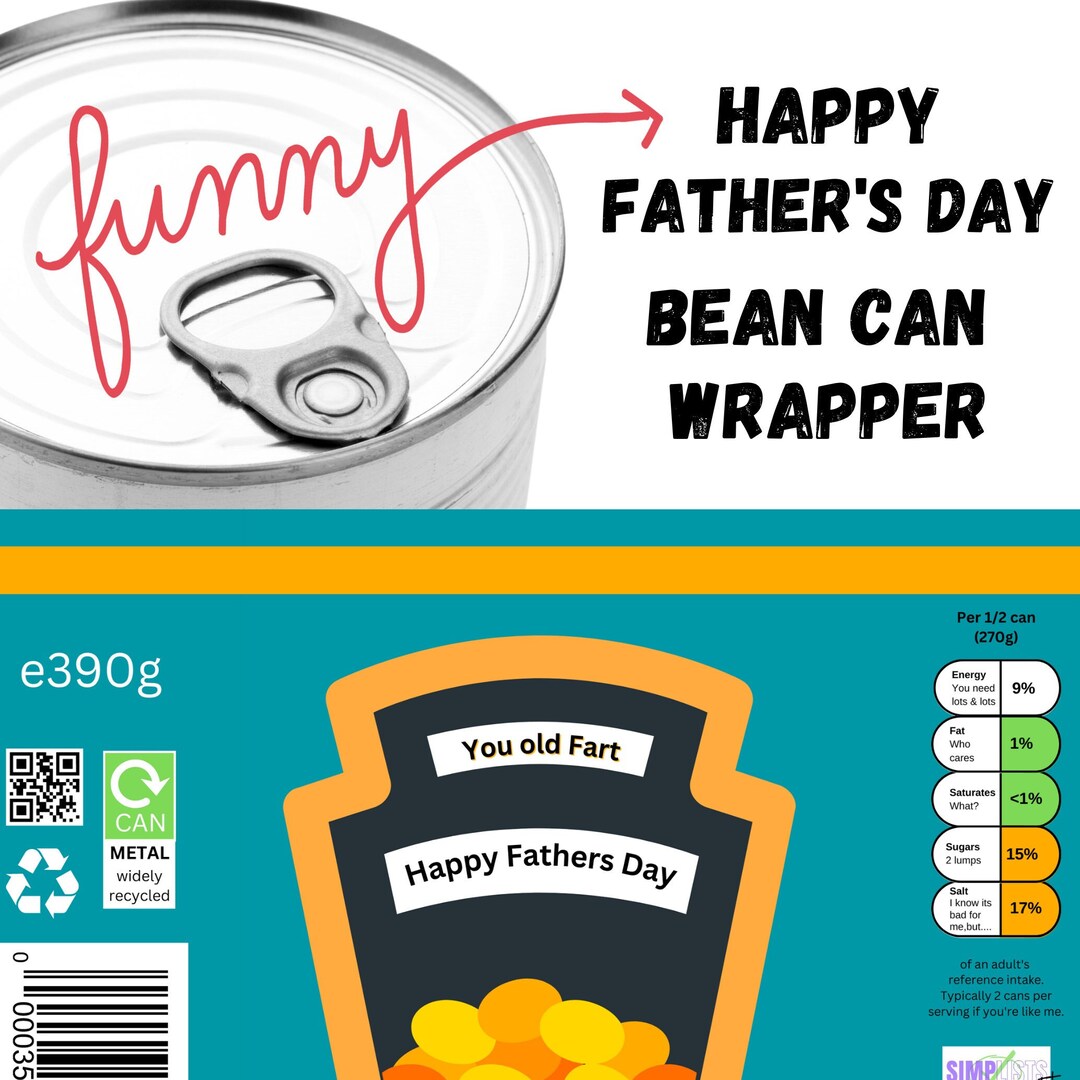 Baked Beans Can Label PDF Download - Etsy