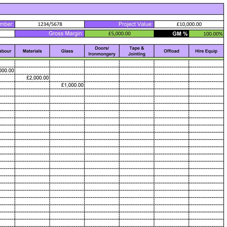 Project Costing Sheet (CIS) - EXCEL Digital Download - Etsy