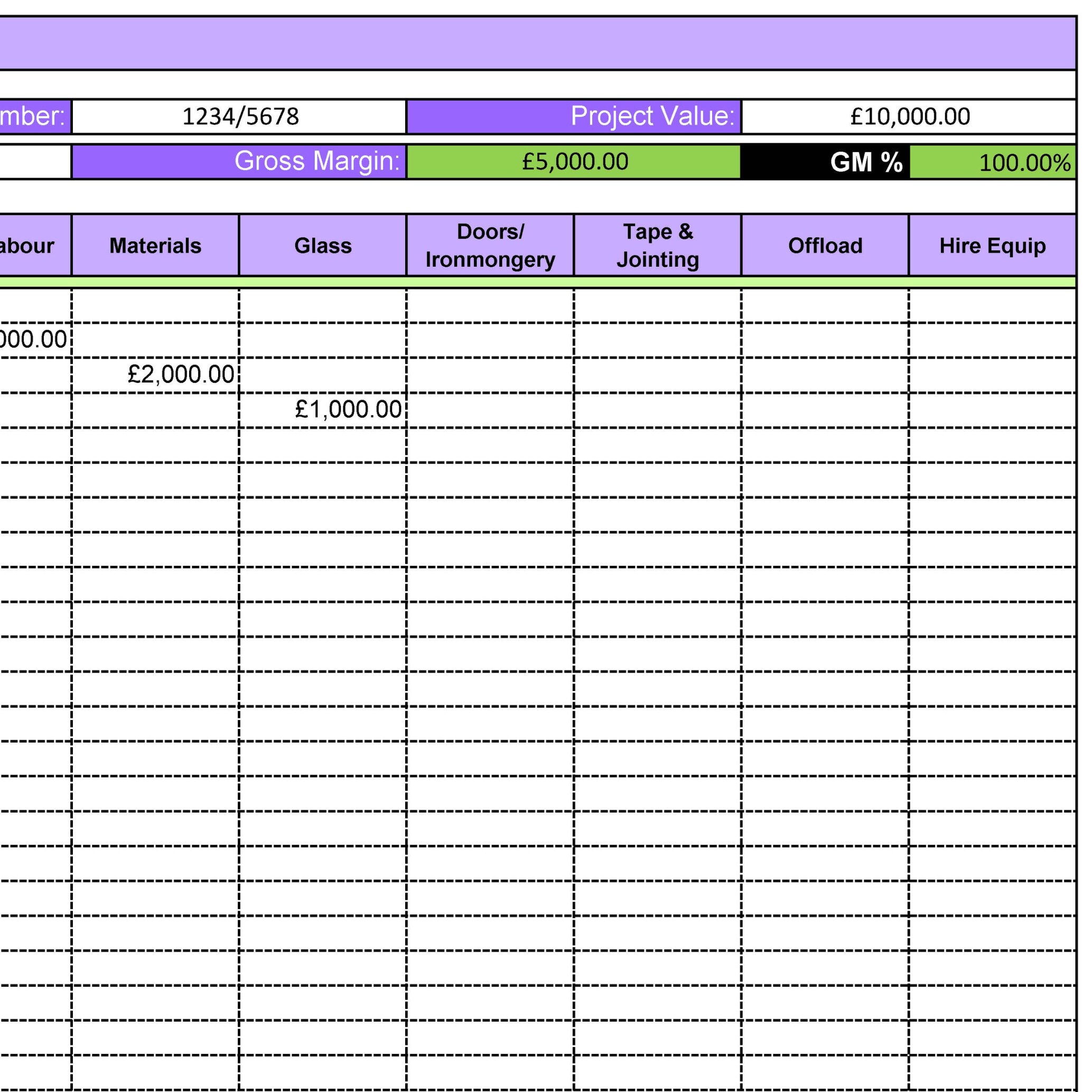 Project Costing Sheet (CIS) - EXCEL Digital Download - Etsy