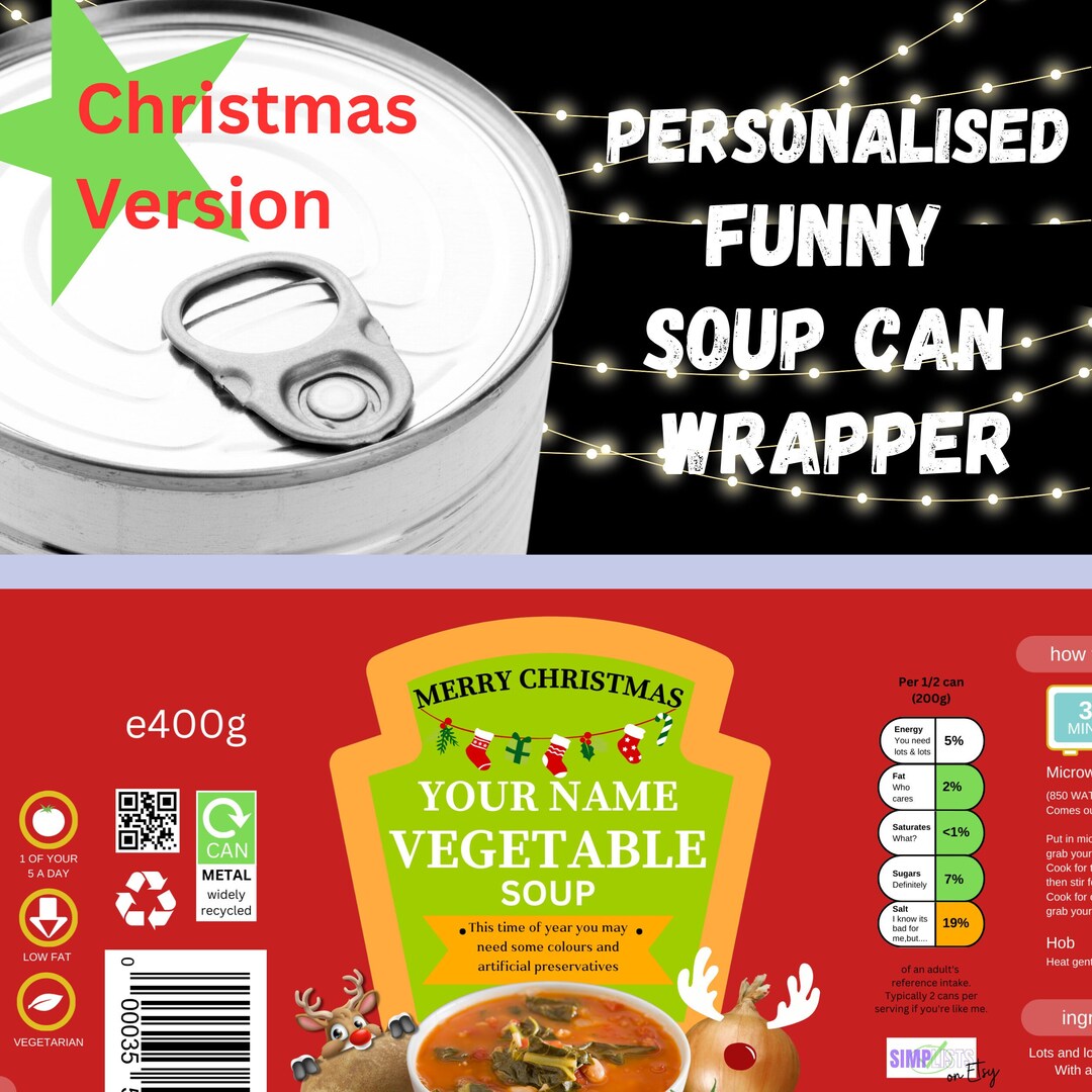 Vegetable Soup Can Personalised Label PDF Download - Etsy