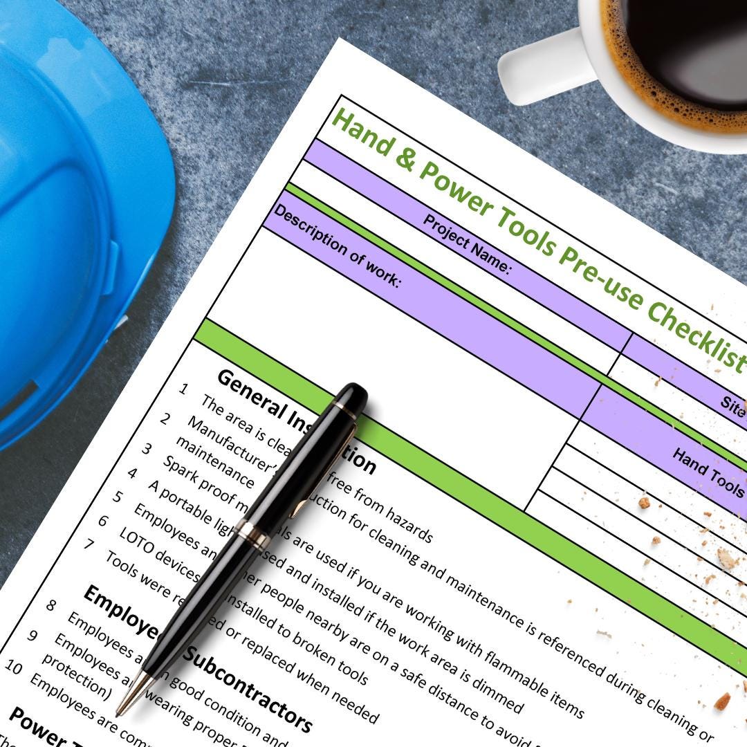 PDF Hand & Power Tools Pre-use Checklist Download - Etsy