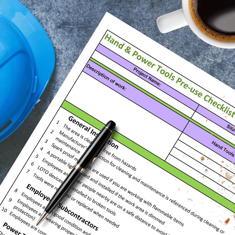 Hand & Power Tools Pre-use Checklist - EXCEL Digital Download - Etsy