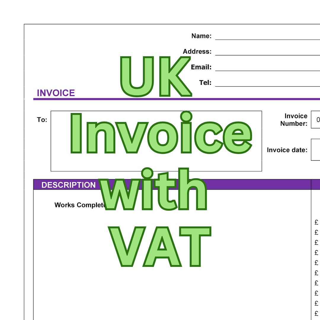 WORD Invoice Template (with Vat) Download - Etsy UK