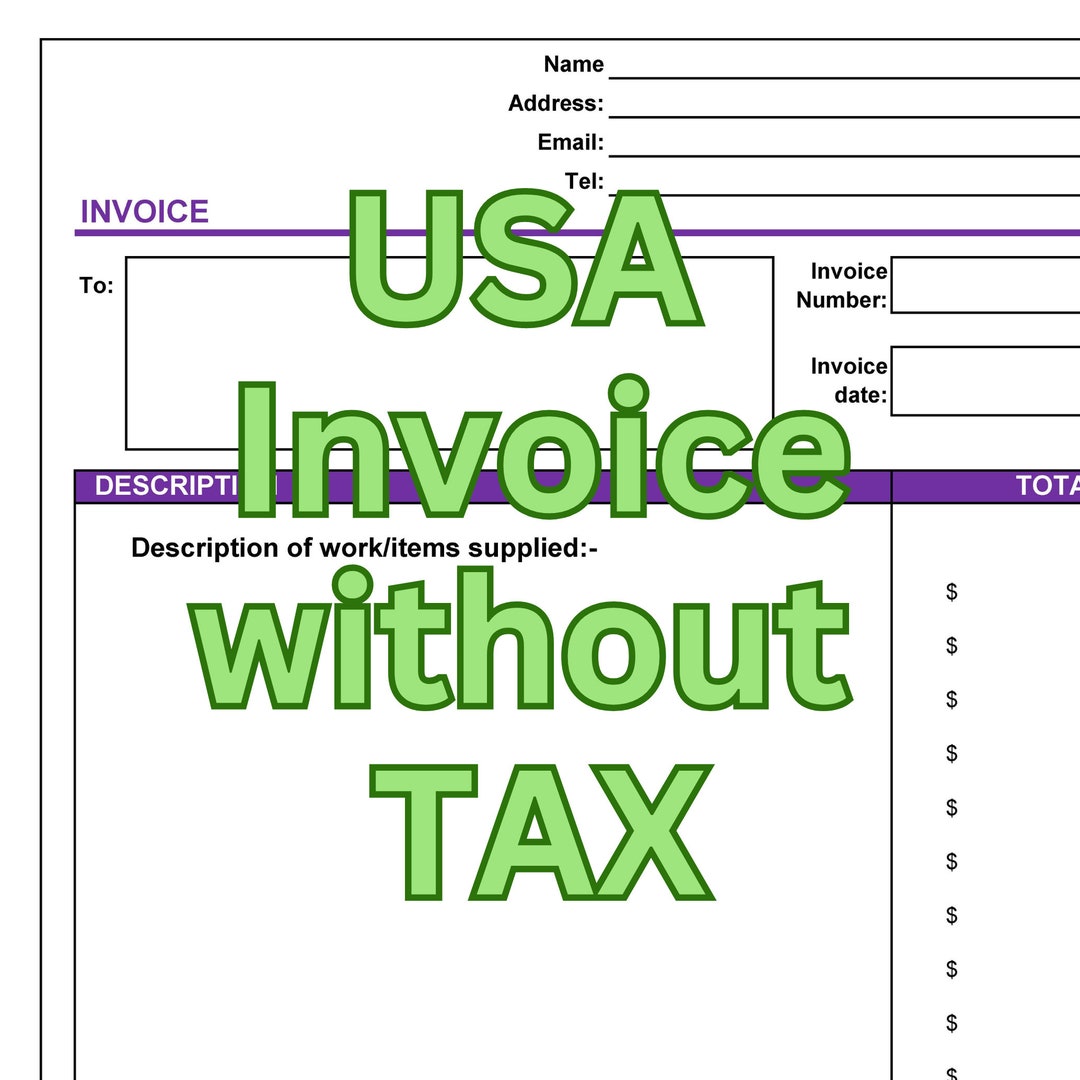 EXCEL Invoice Template (without Tax) Download - Etsy