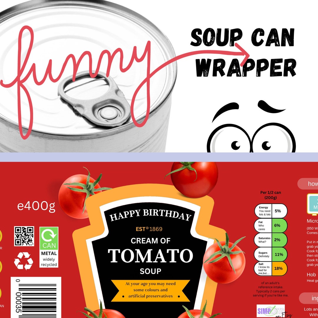 Tomato Soup Can Label - PDF Instant Digital Download - Etsy
