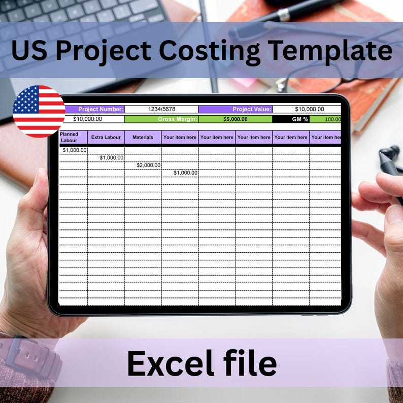 Project Costing Template US - EXCEL File Instant Digital Download - Etsy