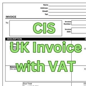 PDF CIS Invoice Template (with Vat) Download - Etsy