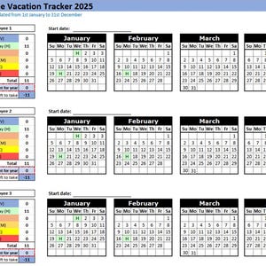 EXCEL 2025 Employee Vacation Tracker - Excel Download (USA) - Etsy