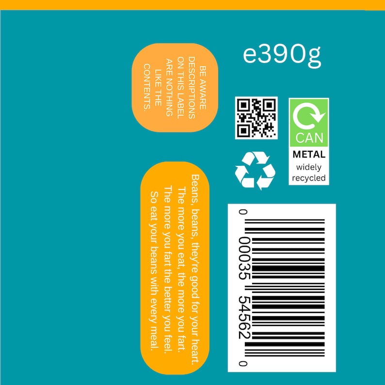 Baked Beans Can Label PDF Download - Etsy