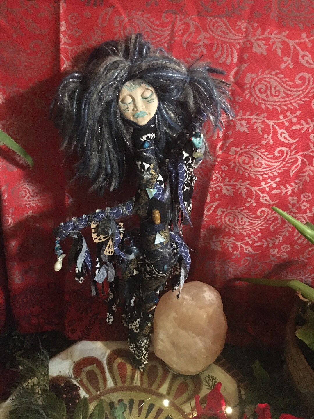 Bluebird Magic Doll: Willow, Raspberry, and Blue Feather Guardian - Etsy