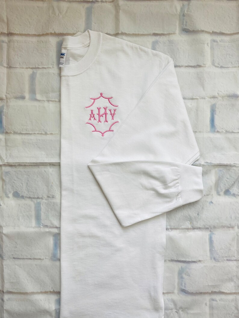 Long Sleeve Monogram Pocket Tee - Etsy